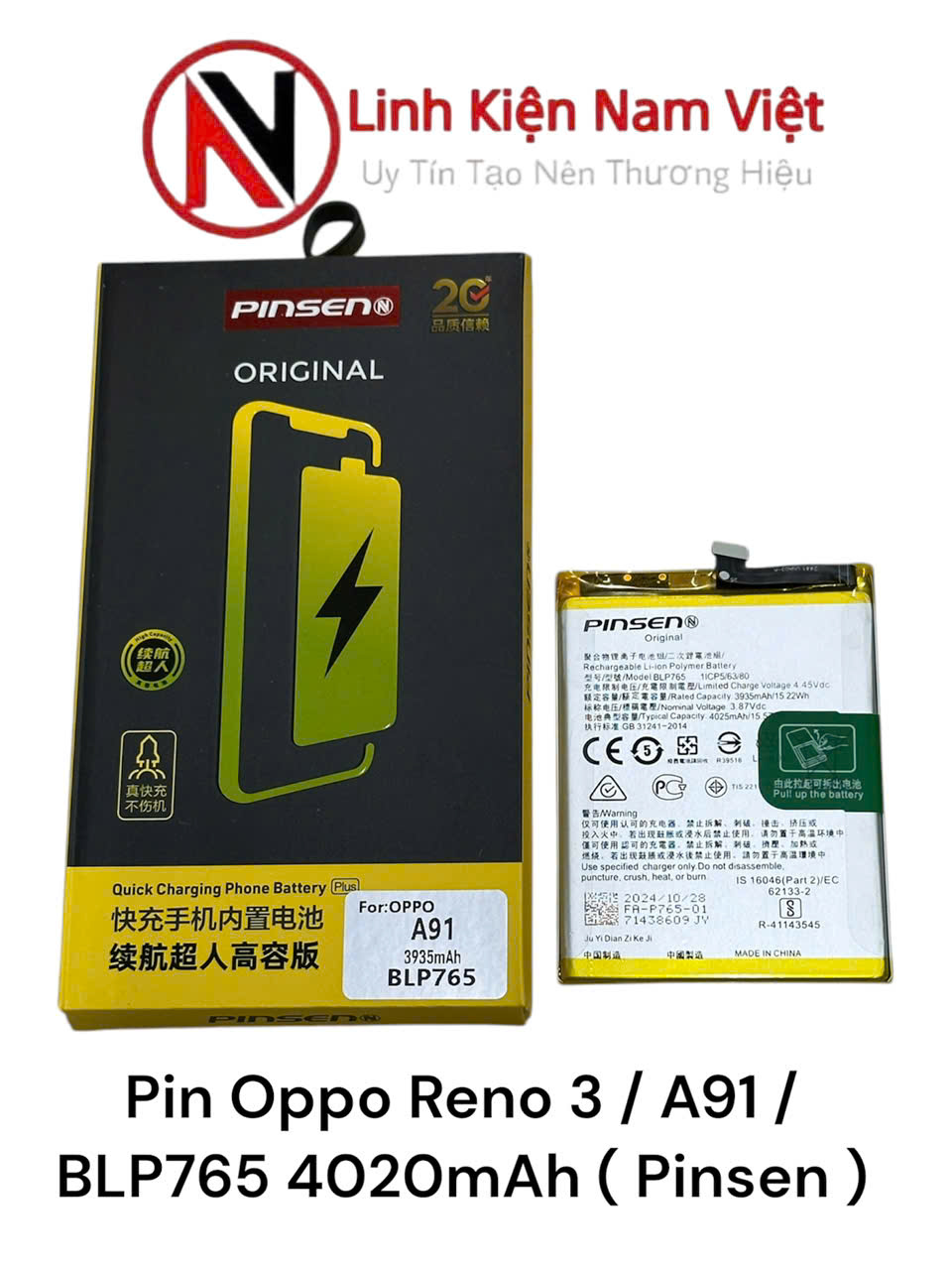 Pin Oppo Reno 3 / A91 (Dung lượng chuẩn đại bàng 4000mAh (Blp765)